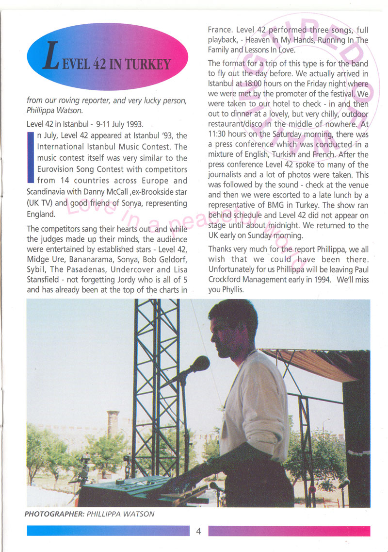 Fan Club Newsletter Autumn 1993